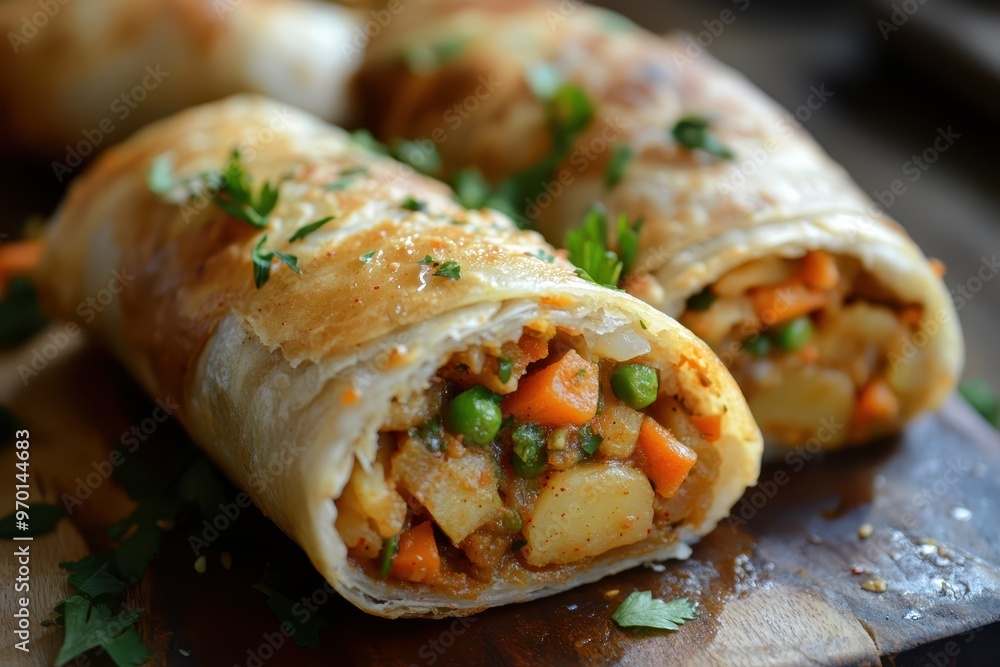 Vegetable Indian Rolls have a delicious filling of carrots potatoes ...