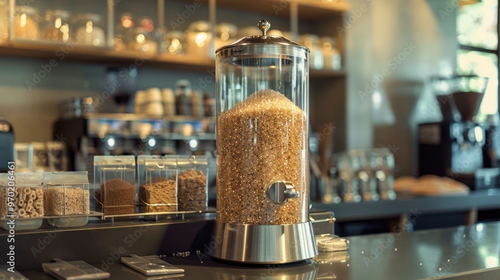 Sugar Dispenser: Elegant stainless or glass dispenser with granulated ...