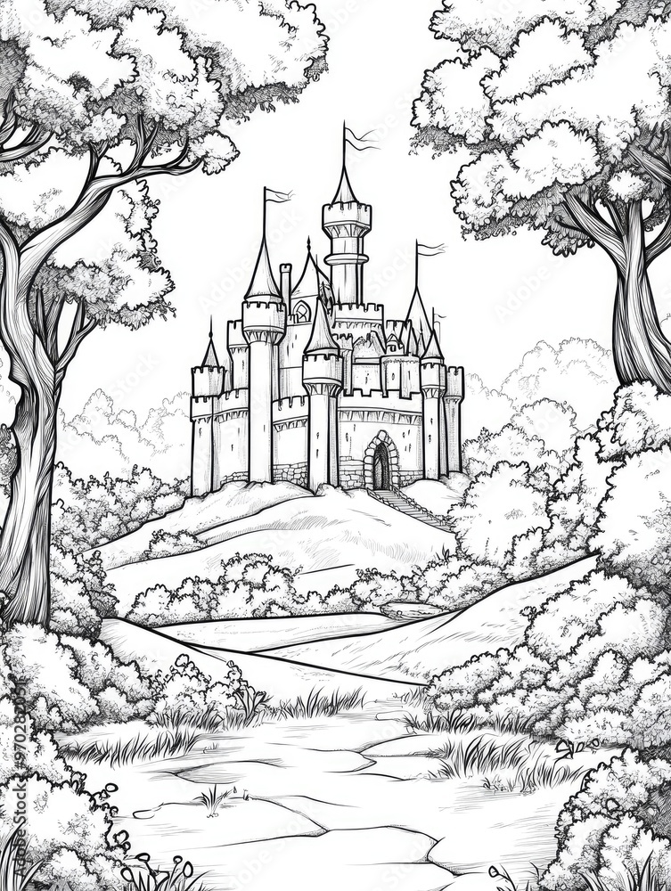 Black and white 2D cartoon fairytale themed search game featuring a ...