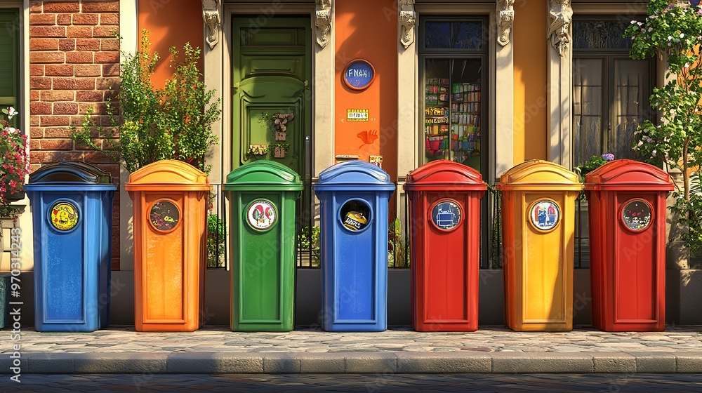 A collection of dustbins in various sizes and shapes, designed for ...