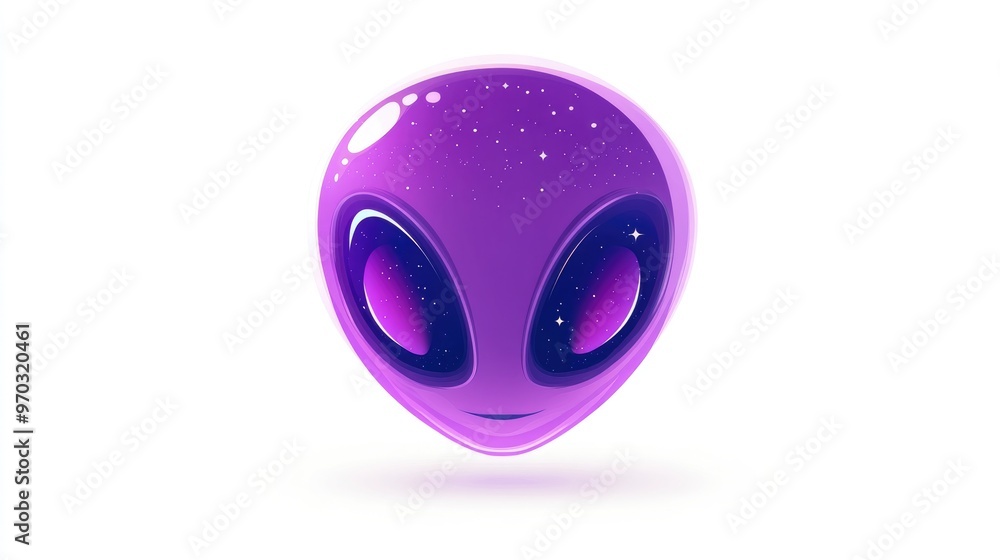 Purple alien icon isolated on a white background Extraterrestrial face ...