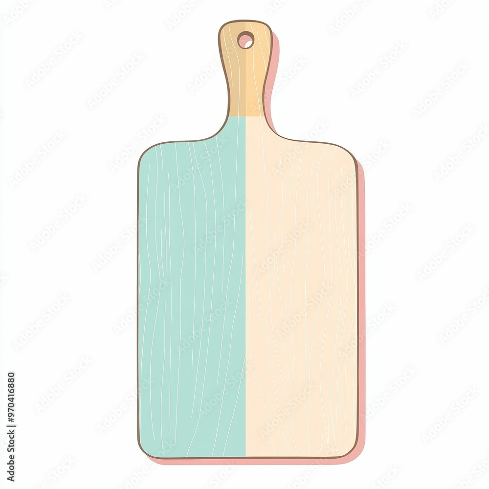 This unique cutting board features a two-tone design in blue and cream ...