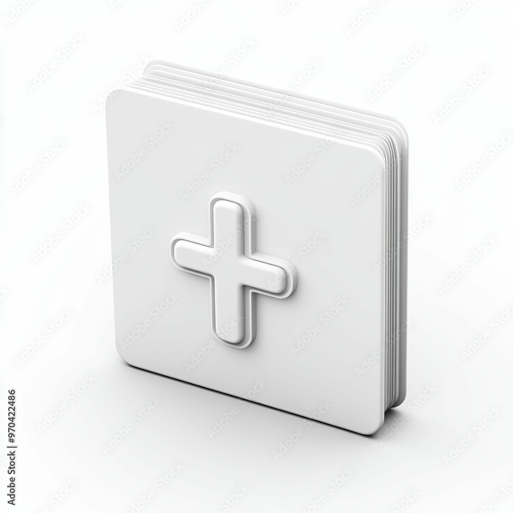 The sleek, white plus sign displays simplicity and elegance, evoking ...