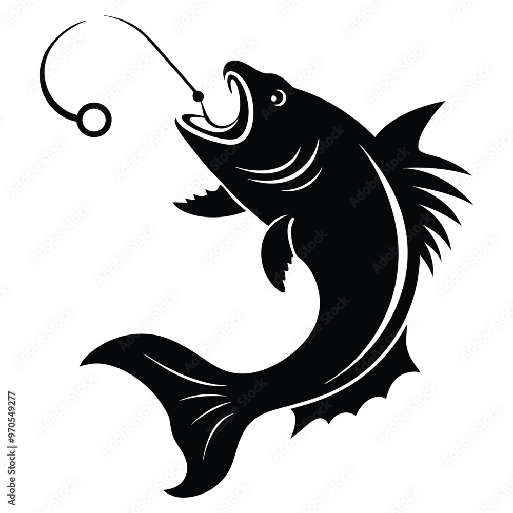 Bass Fishing Logo. Unique largemouth Bass Jumping out of the water ...