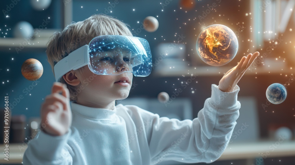 Cartoon-Style 3D Futuristic Classroom: Students Using AR Glasses for ...