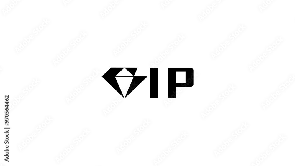 VIP lettering, letter V like diamond, black isolated silhouette Stock ...