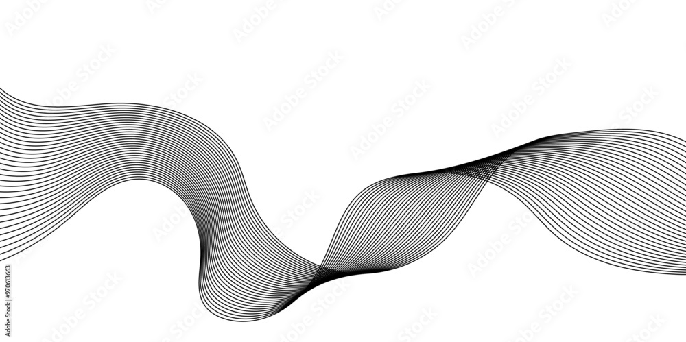 Wavy business curve lines on transparent background. Abstract ocean ...