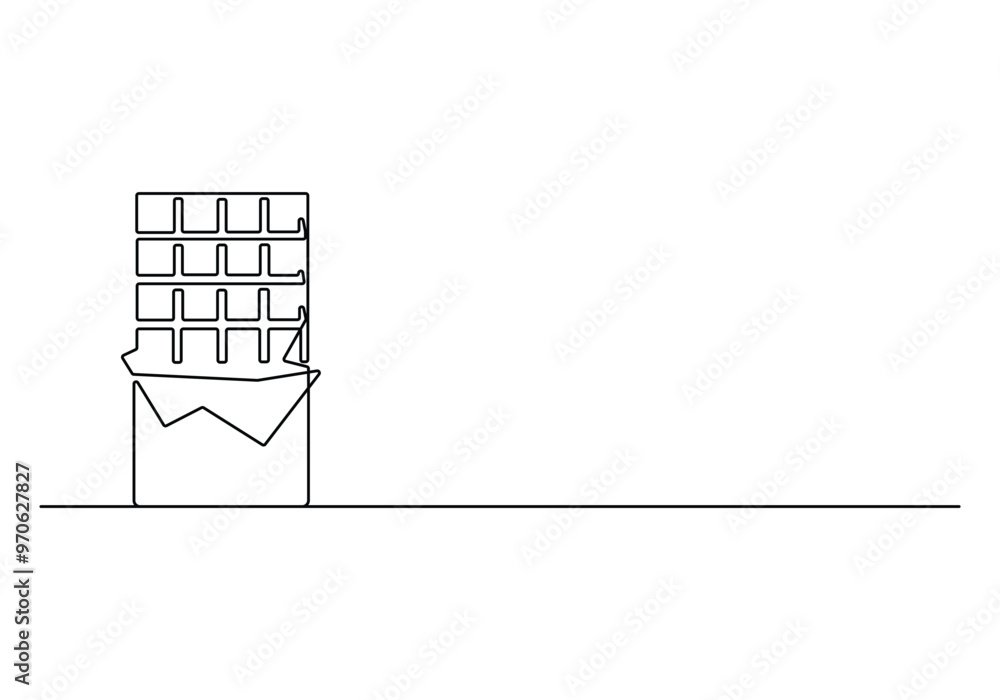 Chocolate bar continuous one line drawing vector illustration Stock ...