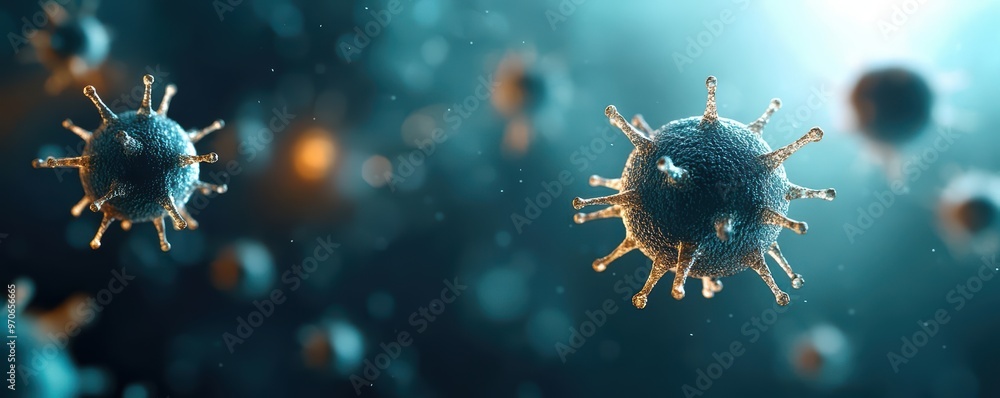 Mold spores and bacteria floating in the air of a humid room ...