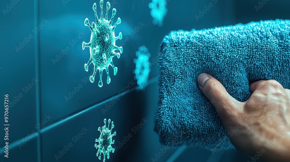 Ensuring Hygiene: Hand Reaching for Towel with Germ Transmission ...