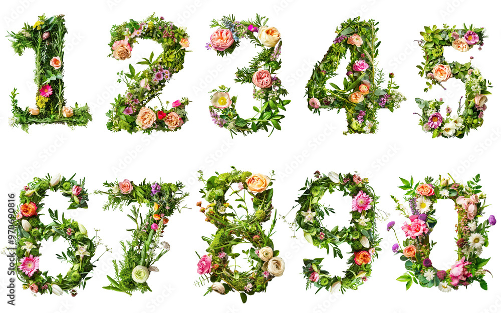 Floral Numbers 1 to 10 Stock Illustration | Adobe Stock