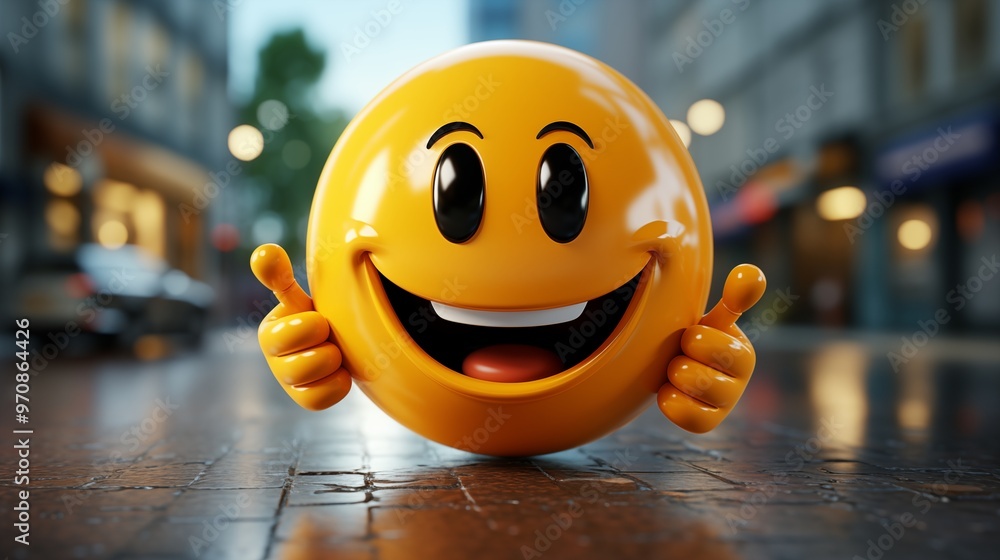 smiley face emoji with two thumbs up indicating positivity and approval ...