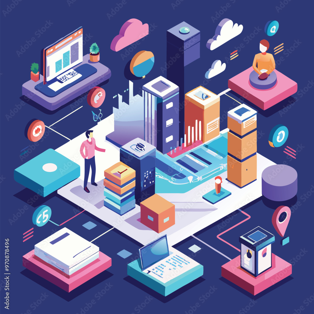"Isometric illustrations featuring 3D-like geometric designs perfect ...