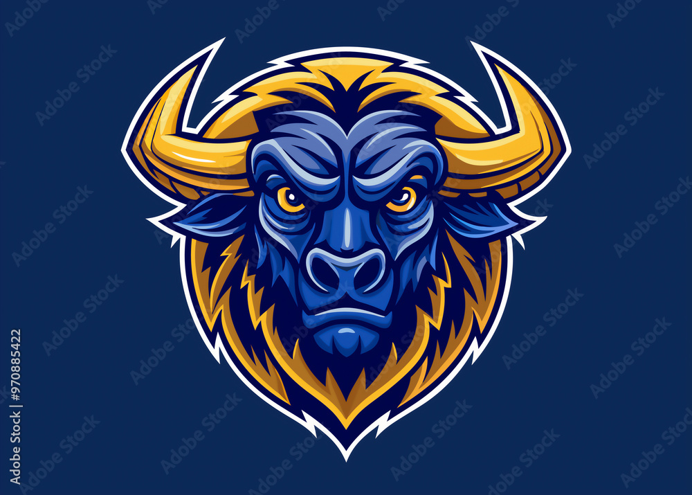 Dynamic Bull or Bison Head Logo Illustration for Billboards, Sports ...