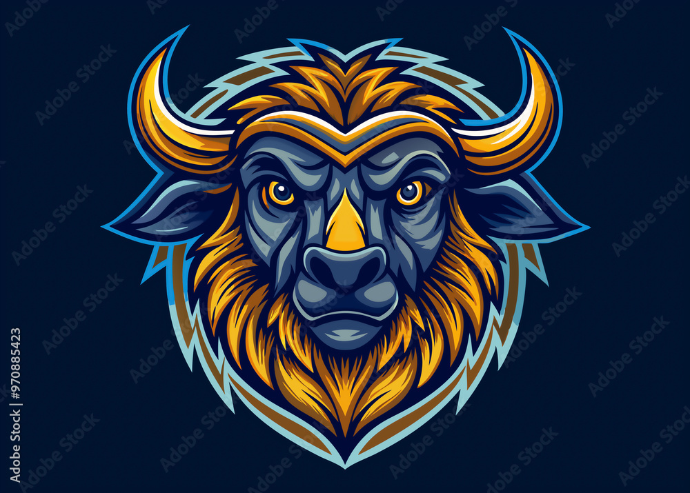 Aggressive Bull Head Mascot Vector Art for Logo Design, Video Game ...