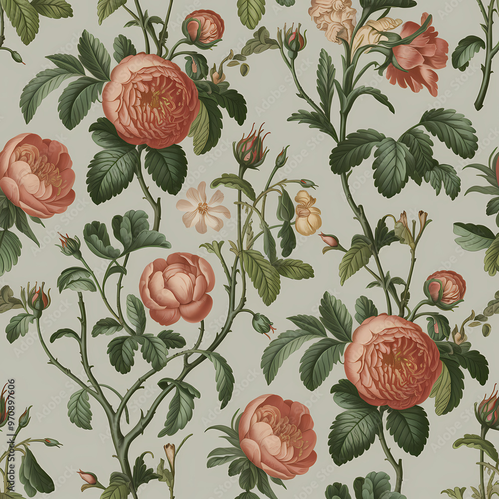 vintage botanical garden ,surface pattern illustration, floral motifs ...