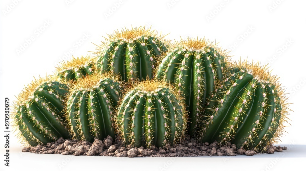Woolly torch cactus (Cleistocactus strausii) clipart, element, 3D ...