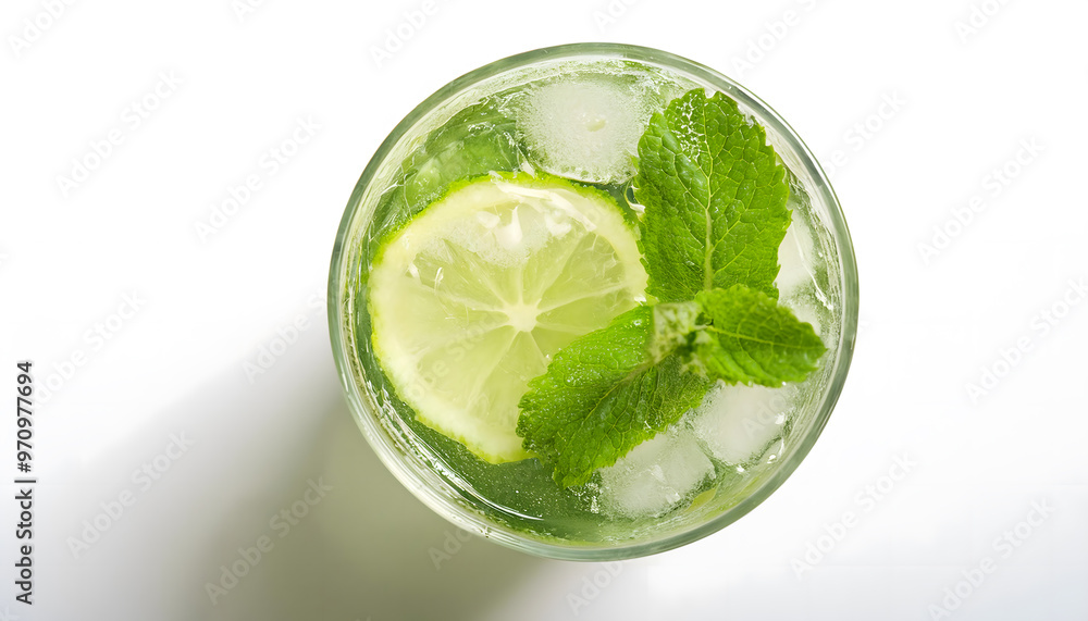 Mojito drink from top view, isolated on white background, high ...