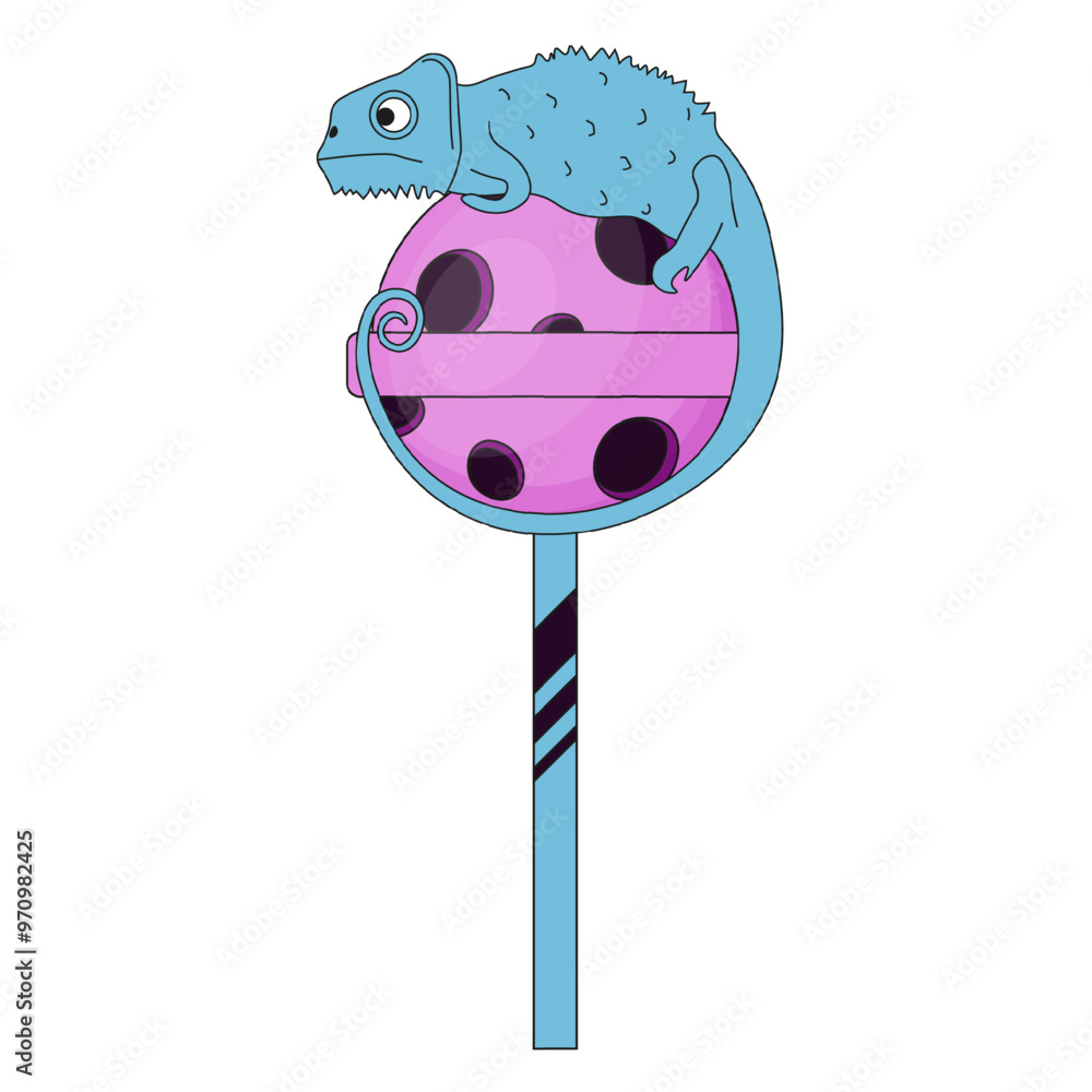 Freak art with salamander and sweet lollipop isolated transparent ...