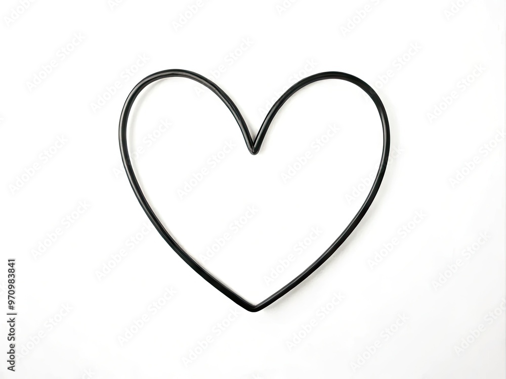 A minimalist, hand-drawn heart outline clip art in bold black lines on ...