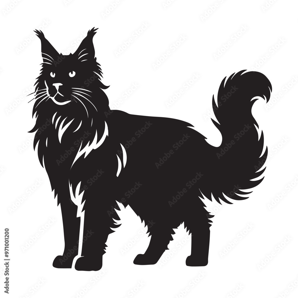 Vector de Stock Maine Coon cat silhouette Clipart - Cat Vector ...