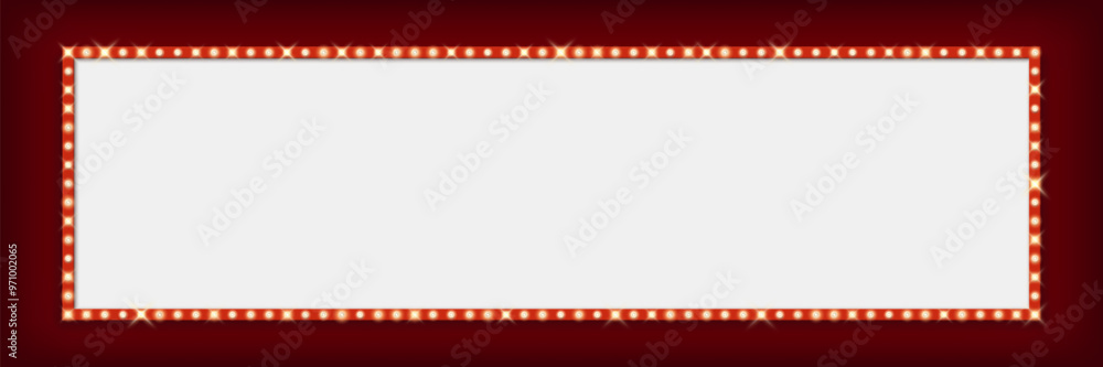 Retro Broadway billboard, light bulb marquee frame board. Vector ...