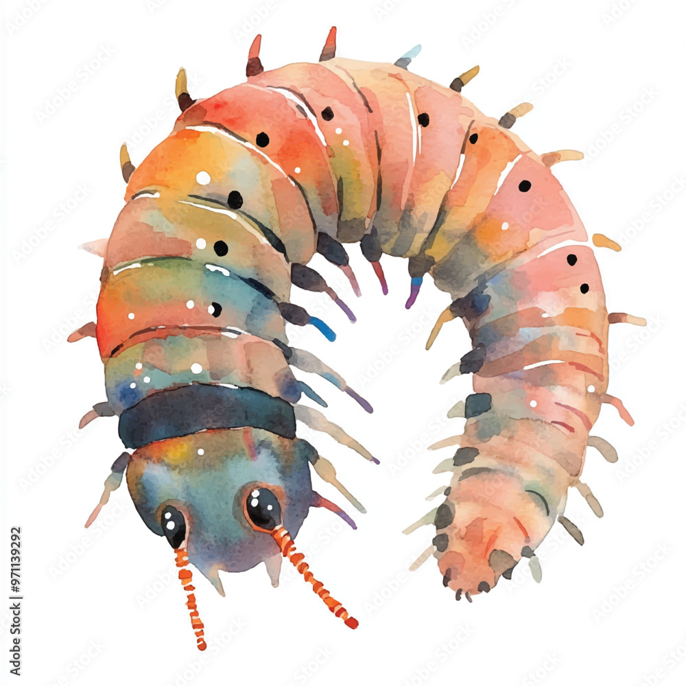 cute Centipede watercolor clipart illustration isolated Stock Vector ...