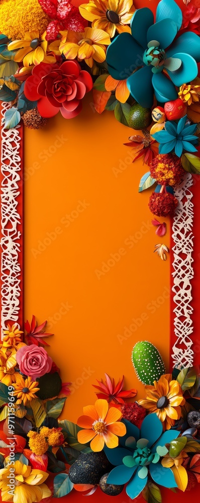 Authentic Mexican taqueria menu template with papel picado borders and ...