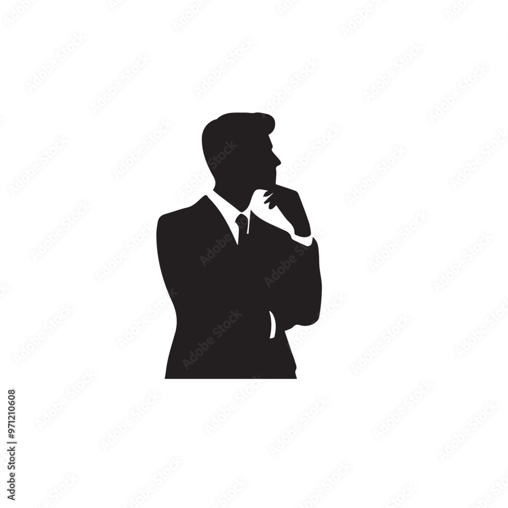 Businessman thinking vector illustration. Professional man silhouette ...