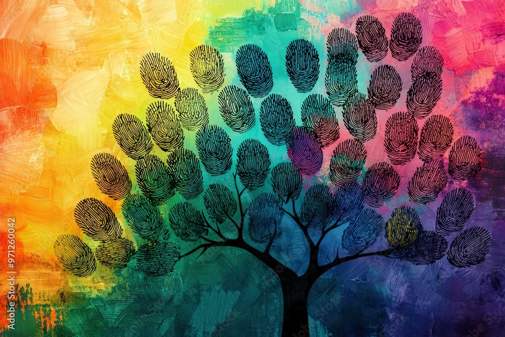 Innovative and colorful depiction of diversity with fingerprints ...
