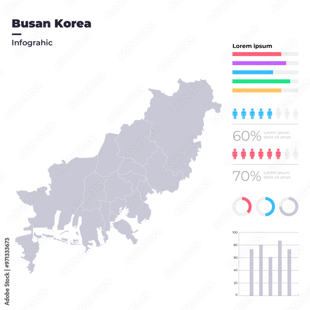 Busan South Korea Administrative Districts Map Vector Graphic Stock ...
