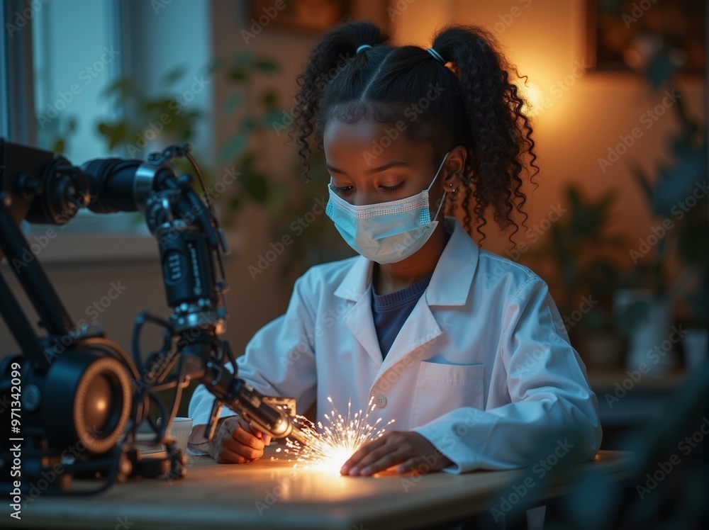 Young black girl inventor sparks creativity while working on robotics ...