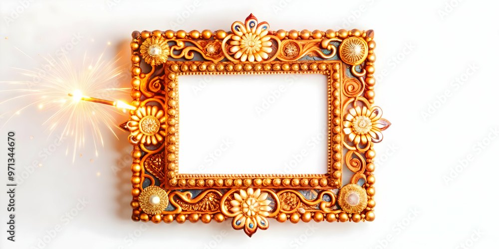 3D Rangoli and Sparkler Wave Border Frame with Copy Space - Dynamic ...