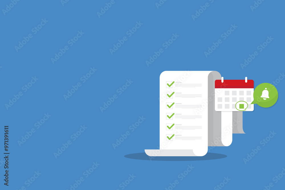 Check list document and calendar , paper check list and to do list with ...