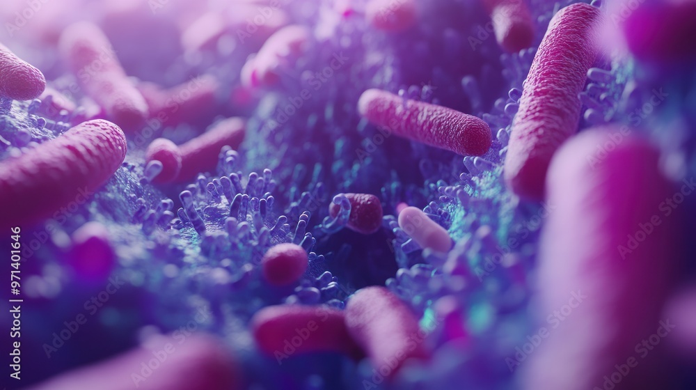 Microscopic View of Gut Bacteria Illustrating Prevention of Leaky Gut ...