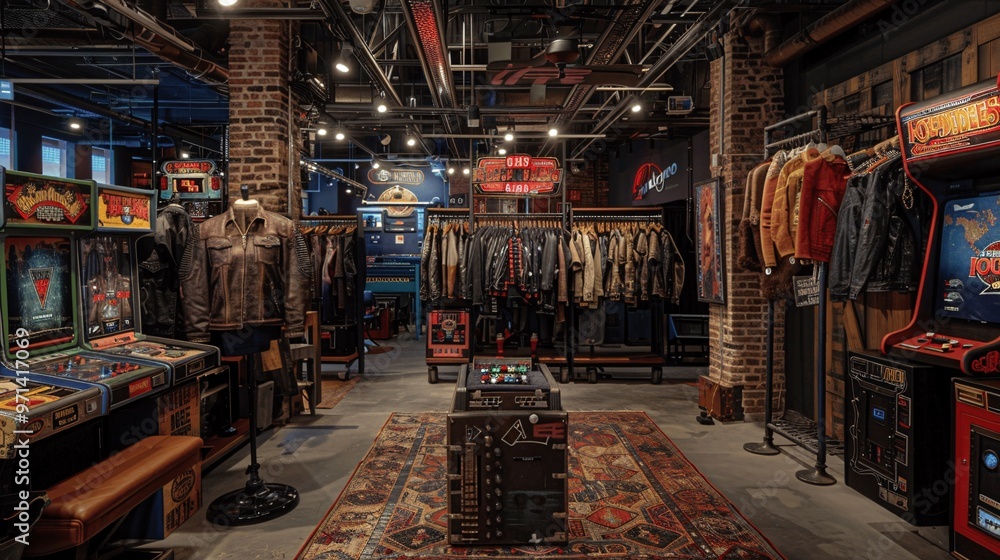 Retro Arcade Games in Vintage Clothing Store Stock Photo | Adobe Stock