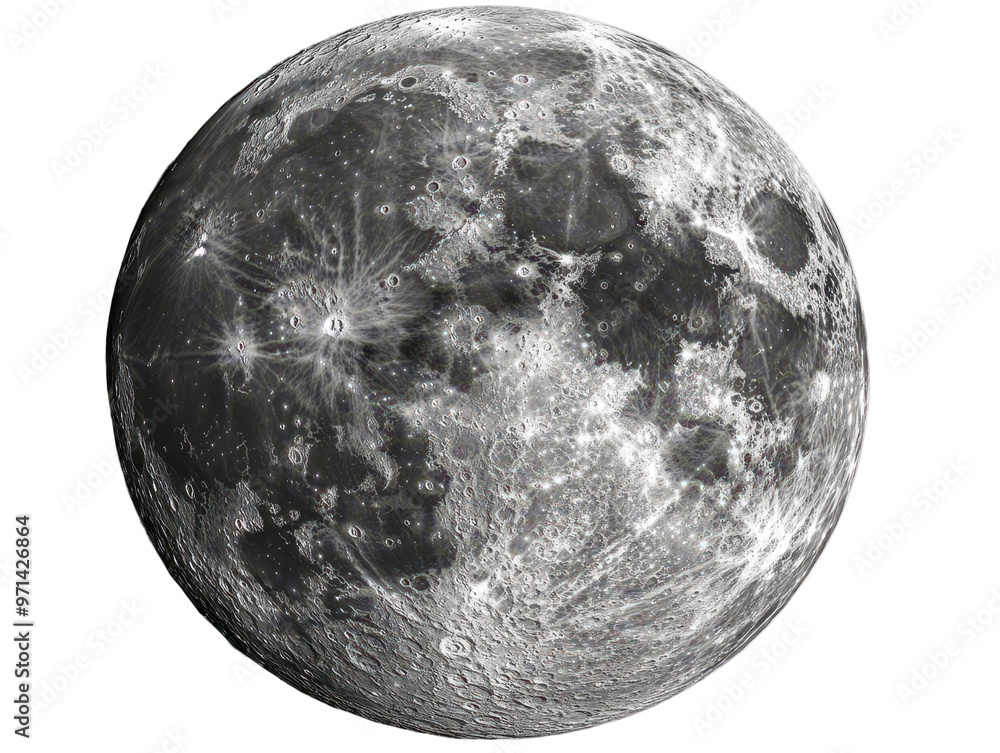 Detailed moon surface, isolated on transparent background. Stock ...