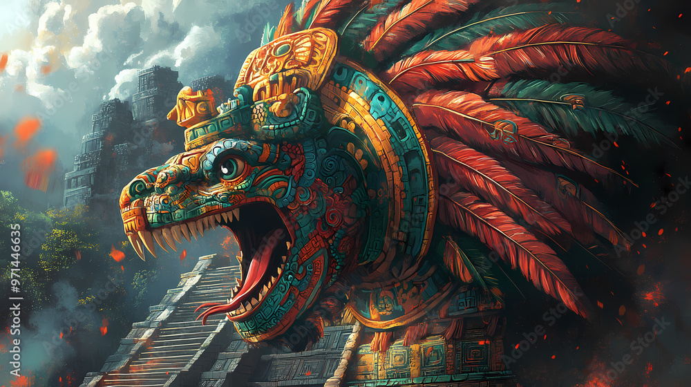 Mayan god kukulkan ( the feathered serpent god, similar to the aztec ...