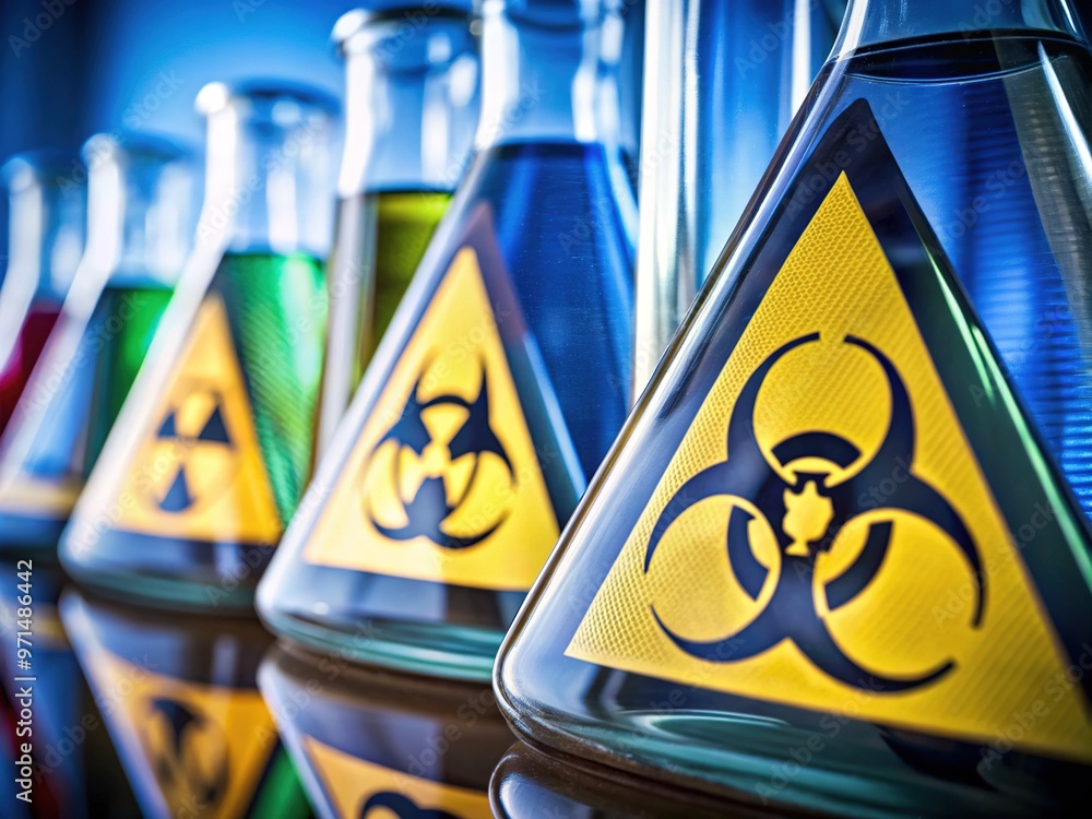 Chemical flasks and beakers, red bags and warning signs: a visual ...