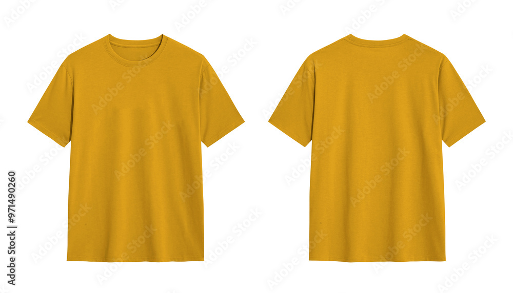 Yellow t shirt mockup, front and back view, isolated on white ...