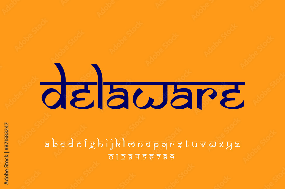 USA state Delaware text design. Indian style Latin font design ...