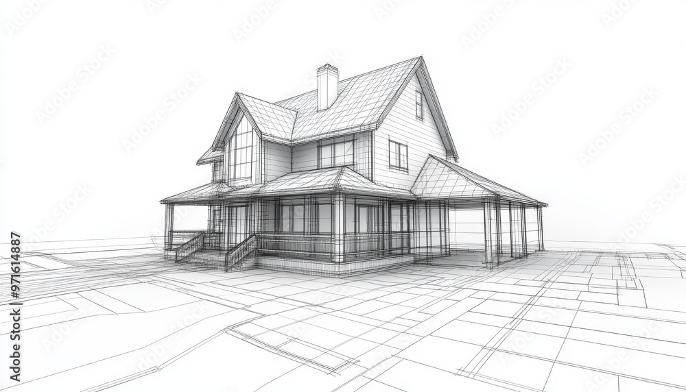 Blueprint of a Two-Story House Showcasing Architectural Design Details ...