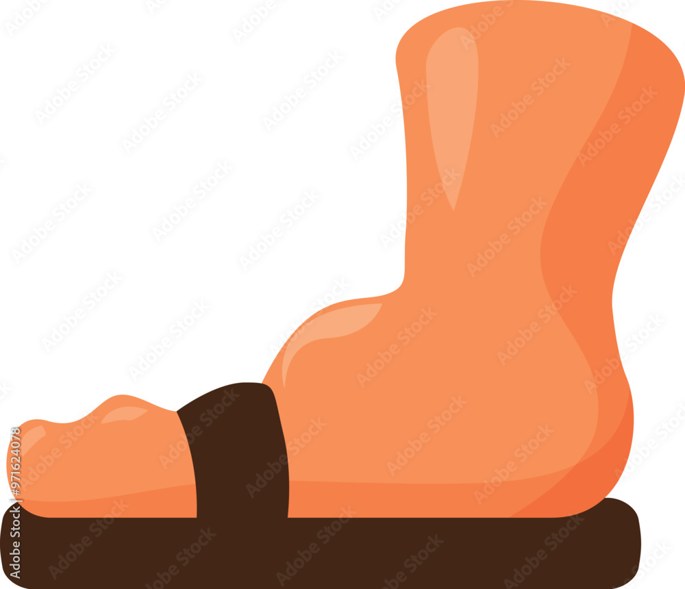 This cartoon illustration features a foot wearing a traditional ...