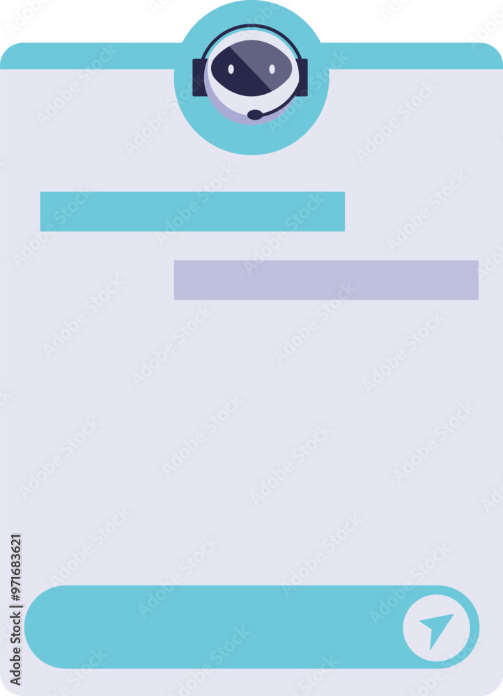 Simple design of a chatbot window showing a chat history with a user, perfect for developers and ...