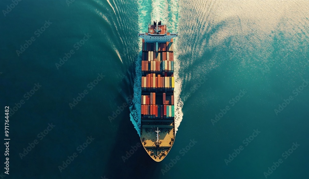 Large cargo ship navigating through open waters while transporting ...