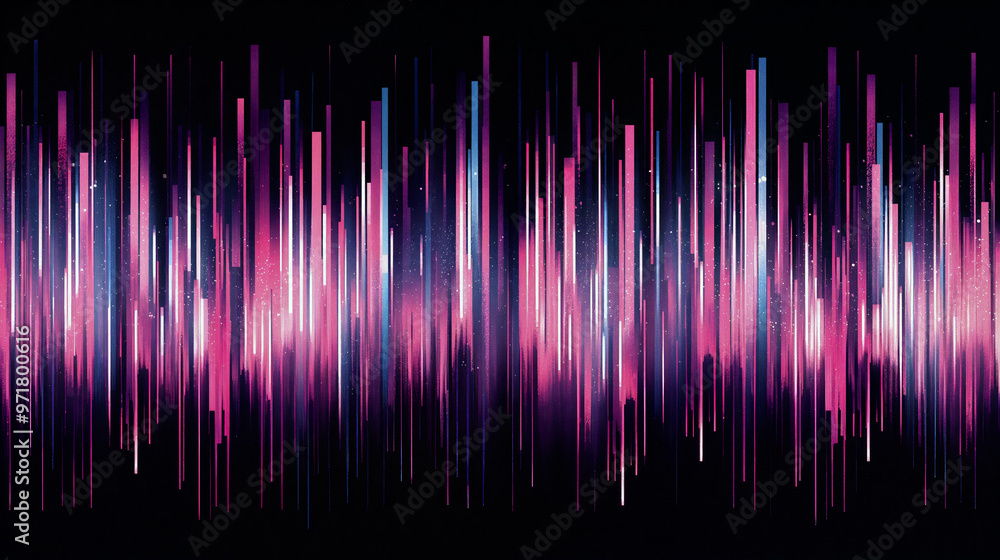 Bright, vertical lines create a dynamic display of sound waves in ...