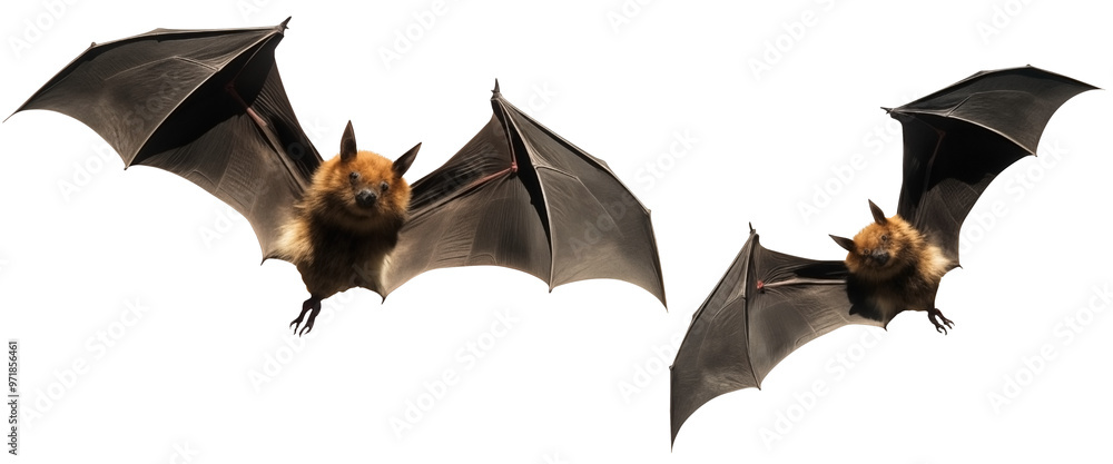 Close Up to a set of Bats PNG Mammal black Bats Flying in the air ...