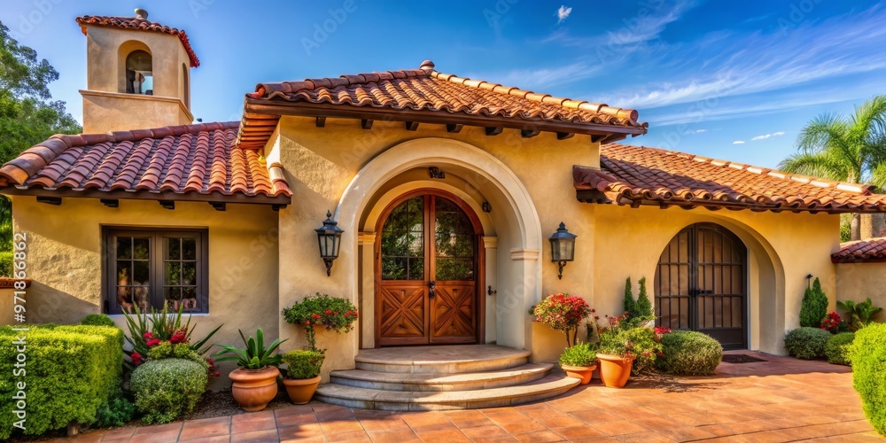 Outside, the traditional Spanish-style home showcases a terracotta roof ...