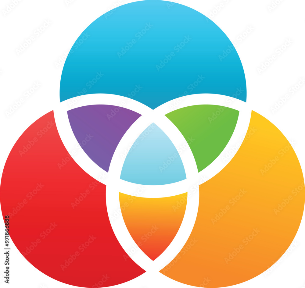 Five Overlapping Circles Are Forming A Colorful Diagram Representing The Cmyk Color Model A