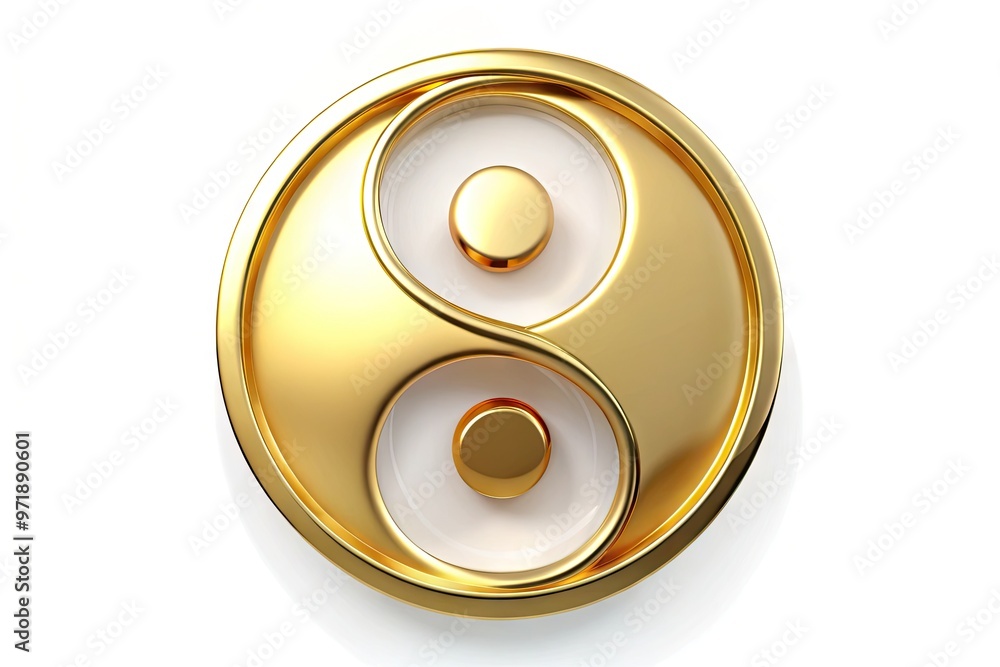 Golden yin-yang symbol with harmonious curves and intertwined elements ...